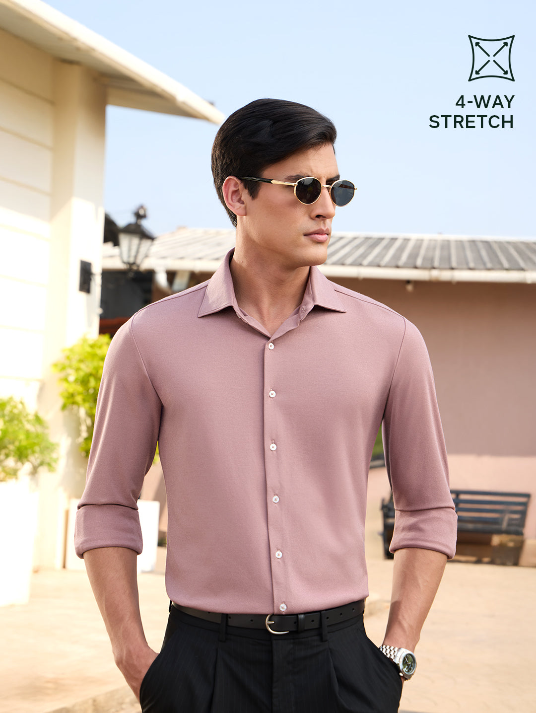 Get Men’s 4 Way Stretch Dress Shirt Ashrose | Stylish Formal Shirt – Vahro